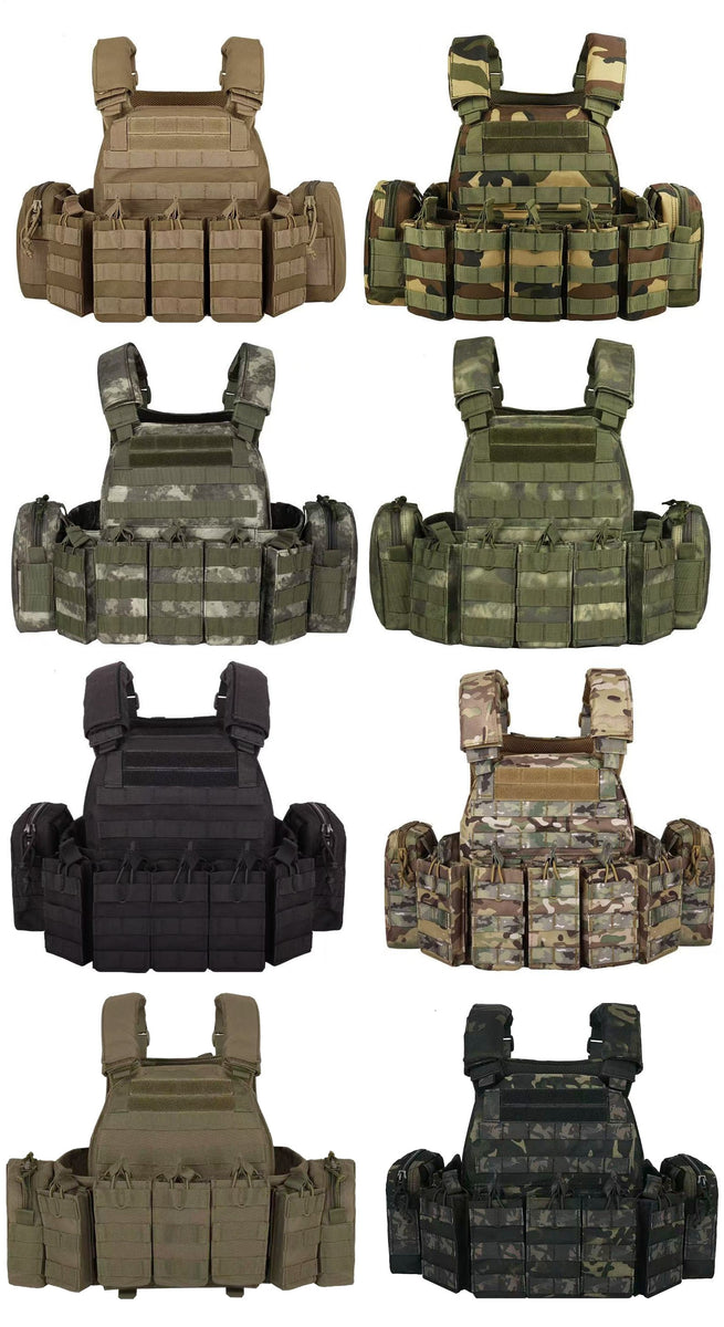 Tactical Molle Plate Carrier Vest with Pouches – 007 Airsoft Ltd.