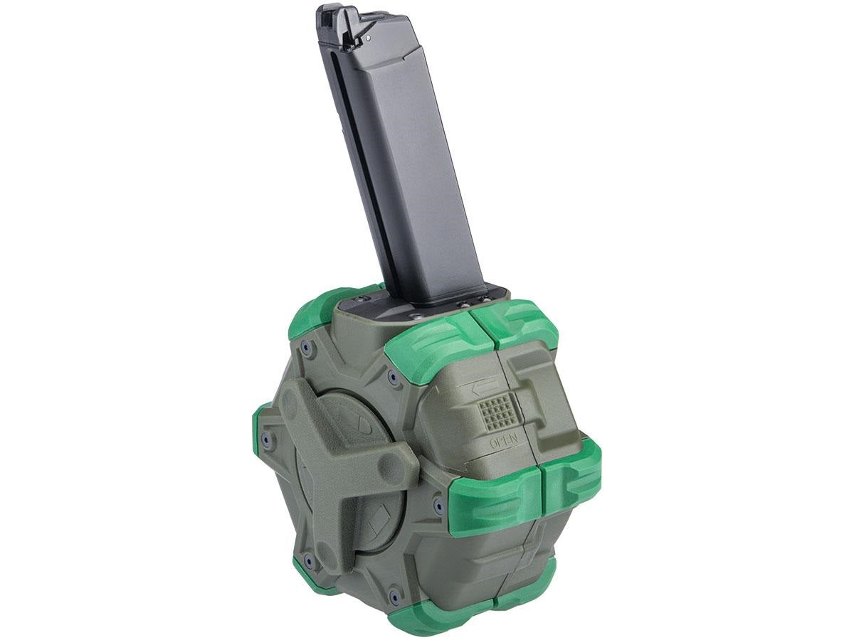AW Custom 400 Round Green Gas Drum Magazine (OD) – 007 Airsoft Ltd.