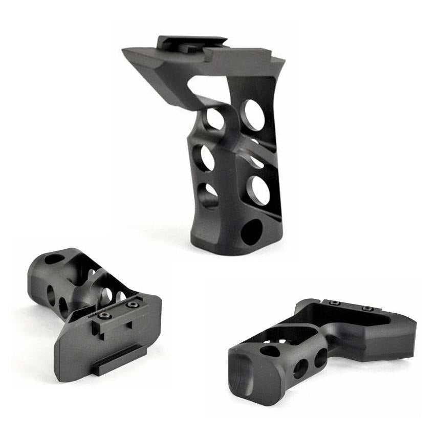 CNC Aluminum Skeleton Angled Foregrip Long Black – 007 Airsoft Ltd.