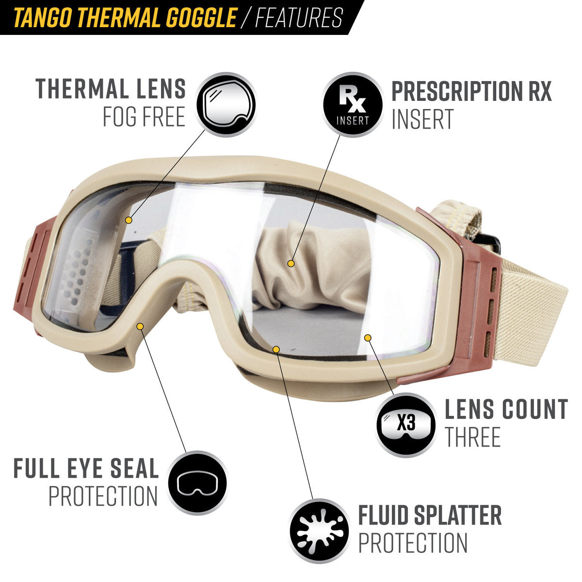 Valken Tango Thermal Goggles with 3 lenses and prescription insert and ...